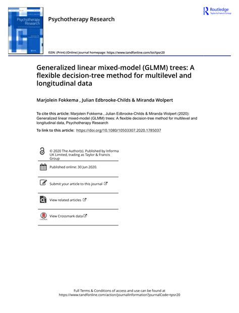 Pdf Generalized Linear Mixed Model Glmm Trees A Flexible Decision Tree Method For