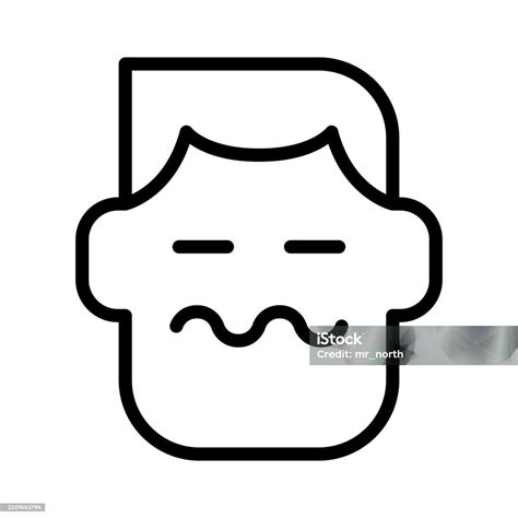 어지러운 얼굴 아이콘 얇은 선 스타일 벡터 일러스트 레이 션 그래픽 디자인 검은색에 대한 스톡 벡터 아트 및 기타 이미지 검은색 고립 색상 디자인 요소 Istock