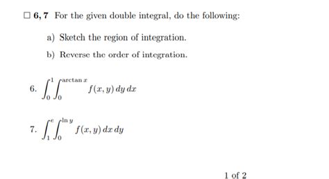 Solved For The Given Double Integral Do The Following Chegg