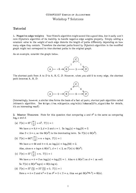 Week 7 Tutorial Solutions Comp20007 Design Of Algorithms Workshop 7