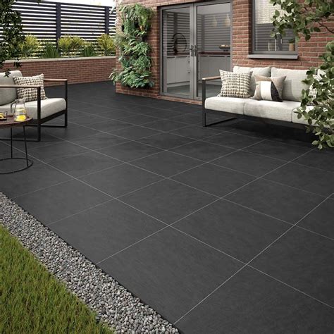 Baslow Black 600x600mm 20mm Outdoor Porcelain Tiles
