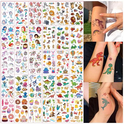 30 Sheet 400 Mixed Styles Cartoon Temporary Tattoos