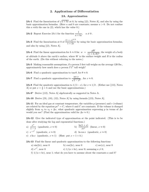 Calculus Exercises Differentiation Applications And Approximations