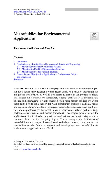 PDF Microfluidics For Environmental Applications
