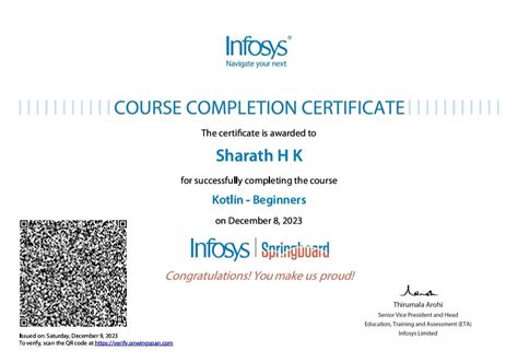 Sharath H K On Linkedin Completed Kotlin Basics Internship Acquiring Fundamental Skills For