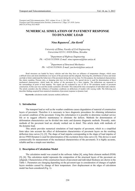 Pdf Numerical Simulation Of Pavement Response To Dynamic Load
