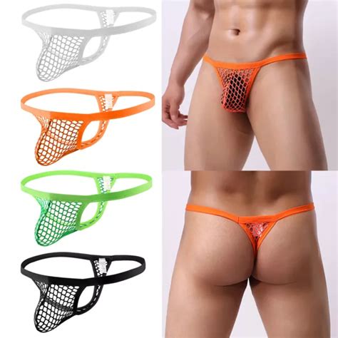 Men Mesh See Through Pouch Panties G String Briefs Sheer Underwear T Back Thong Eur 3 66