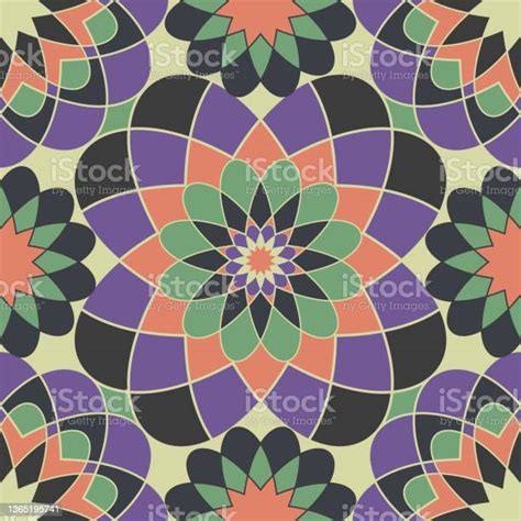 간단한 꽃과 원활한 모자이크 패턴 끝없는 꽃 배경 밝은 벽지 0명에 대한 스톡 벡터 아트 및 기타 이미지 0명 고풍스런 기하 도형 Istock