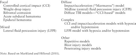 1 Experimental Tbi Model Classification Scheme Download Table