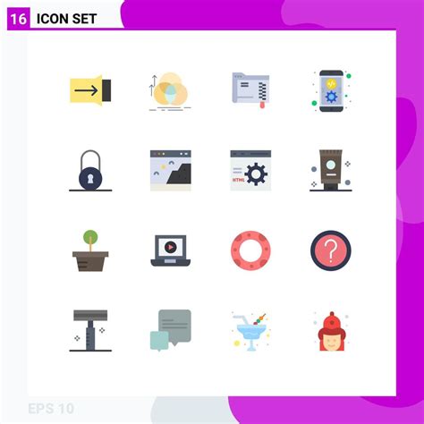 User Interface Pack Of 16 Basic Flat Colors Of Circular Mobile Data