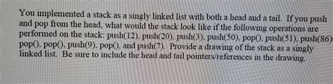 Solved You Implemented A Stack As A Singly Linked List With