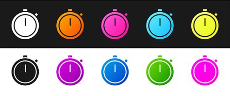 흑백 배경에서 격리된 스톱워치 아이콘을 설정합니다 시간 타이머 기호입니다 크로노미터 기호 벡터 일러스트레이션 2 위 상 종류에 대한 스톡 벡터 아트 및 기타 이미지 Istock