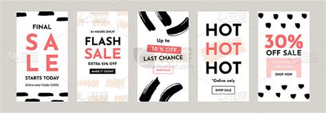 矢量销售推广横幅故事模板集