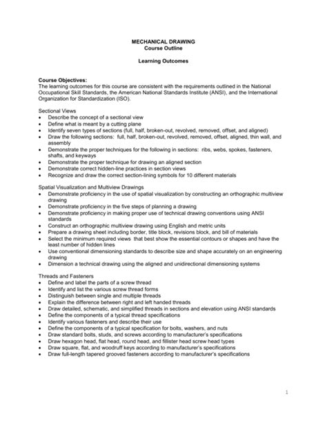 Print Course Outline Learning Outcomes