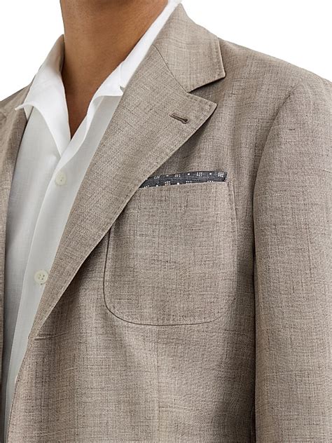 Brunello Cucinelli Wool Silk And Linen Slubbed Fresco Deconstructed