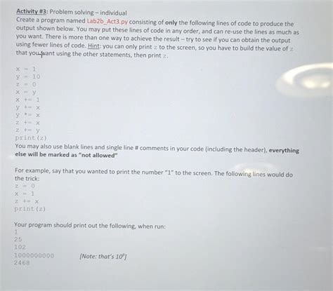 Solved Activity 3 Problem Solving Individual Create A