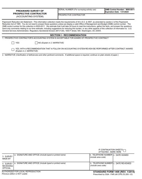 sf 1408 form pre award survey of prospective contractor accounting system sf forms
