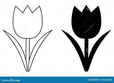 Tulip Icon Outline And Silhouette Flower Vector Illustration Isolated On White Cartoondealer