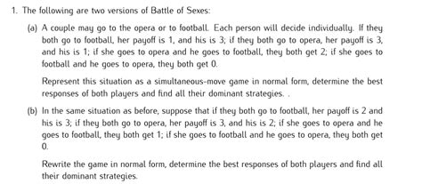 Solved The Following Are Two Versions Of Battle Of Sexes A Chegg Com