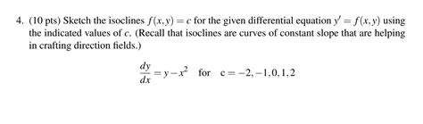 Solved Sketch The Isoclines Fx Y C For The Given
