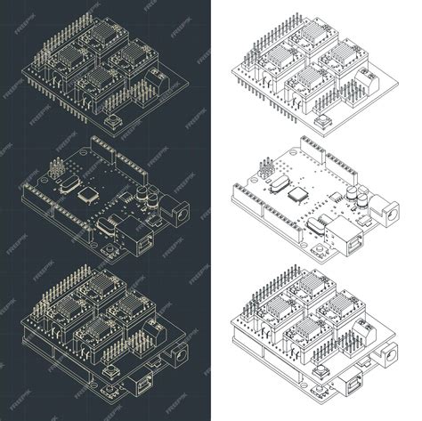 Premium Vector Arduino Uno And Cnc Shield Drawings