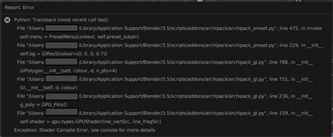 archipack error python traceback most recent call last r blenderhelp