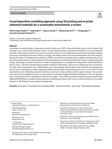 Pdf Fused Deposition Modelling Approach Using 3d Printing And Recycled Industrial Materials