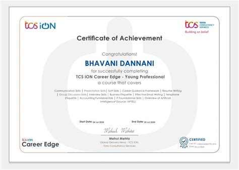 Tcsion Youngprofessionalcourse Careerdevelopment Continuouslearning Bhavani Prasanth Dannani