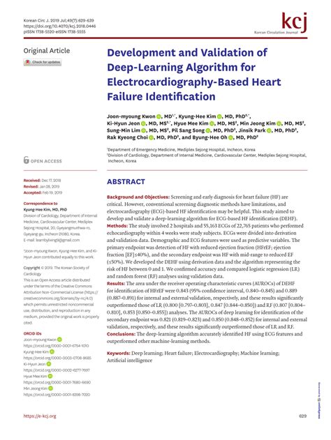 Pdf Development And Validation Of Deep Learning Algorithm For Electrocardiography Based Heart