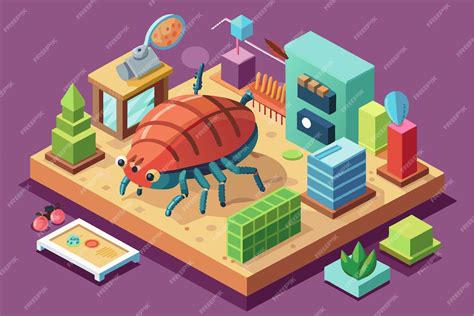 A Large Bug Is Depicted In A Colorful Isometric Scene Filled With Furniture And Plants Lice A Large Bug Is Depicted In A Colorful Isometric Scene Filled With Furniture And Plants Lice