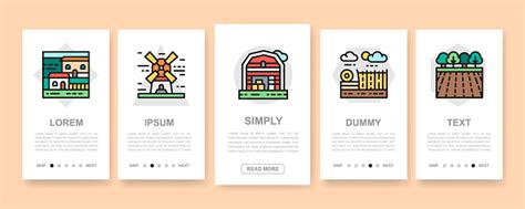 가로 세로 배너 세트 다리 숲 정원 화산 컬러 아이콘이있는 풍차 모바일 앱 화면 개체 그룹에 대한 스톡 벡터 아트 및 기타 이미지 개체 그룹 관광객 국가 지리적 지역