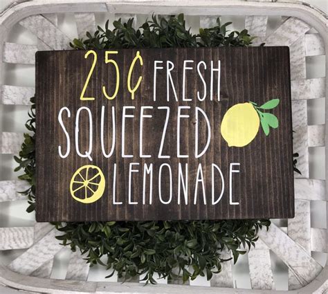 Lemon Sign Lemo Decor Fresh Squeezed Lemonade Kitchen Signs Summer