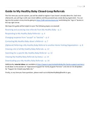Fillable Online Guide To My Healthy Baby Closed Loop Referrals Fax Email Print PdfFiller