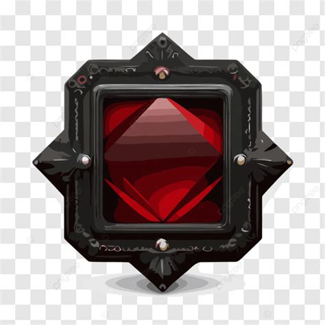 빨간색 다이아몬드가 있는 화려한 검은색 프레임 벡터 흰색 배경에 루비의 단순한 검은색 아이콘 그림자 없음 작은 프레임 중앙 Png 일러스트 및 벡터 에 대한 무료