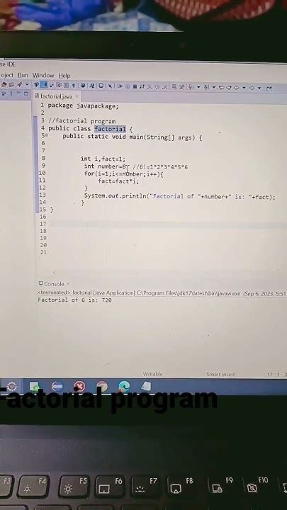 Day 2 Factorial Program In Java Java Javaprogramming Javatutorial