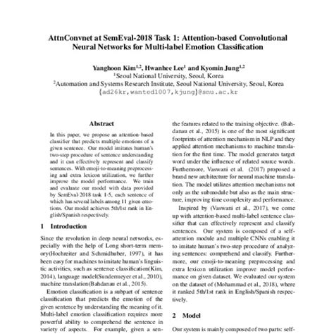 Attnconvnet At Semeval 2018 Task 1 Attention Based Convolutional Neural Networks For Multi