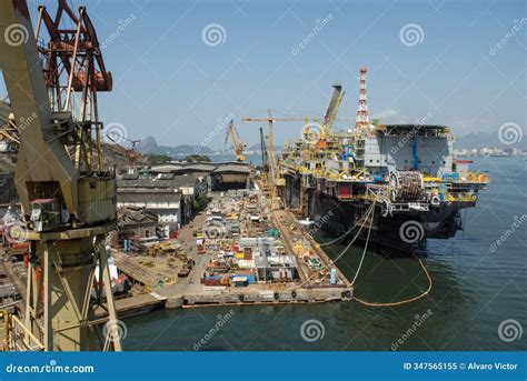 Construction And Assembly Of An Fpso Platform In A Shipyard Stock Image Image Of Steel Ship