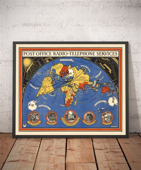 Post Office Radio Telephone World Map 1935 By Max Gill British Empi