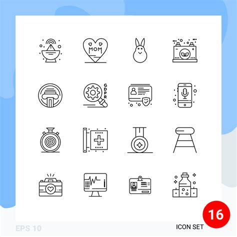 User Interface Pack Of 16 Basic Outlines Of Type Electric Easter Power Eco Editable Vector