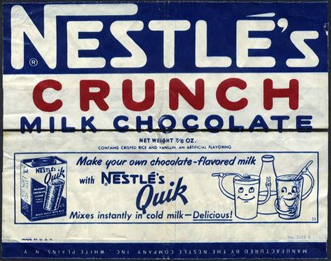 Nestles Crunch Nestles Quik Candy Bar Wrapper 1950s 1960s