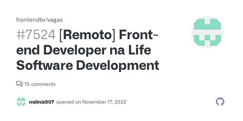 Remoto Front End Developer Na Life Software Development · Issue 7524