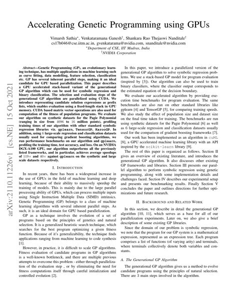 Pdf Accelerating Genetic Programming Using Gpus