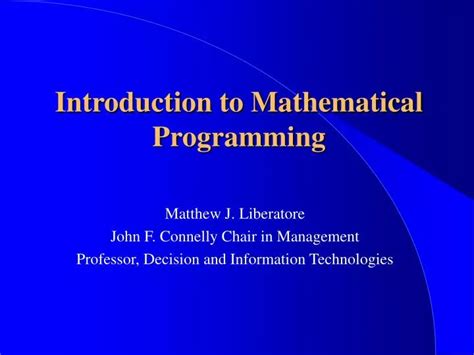 Ppt Introduction To Mathematical Programming Powerpoint Presentation
