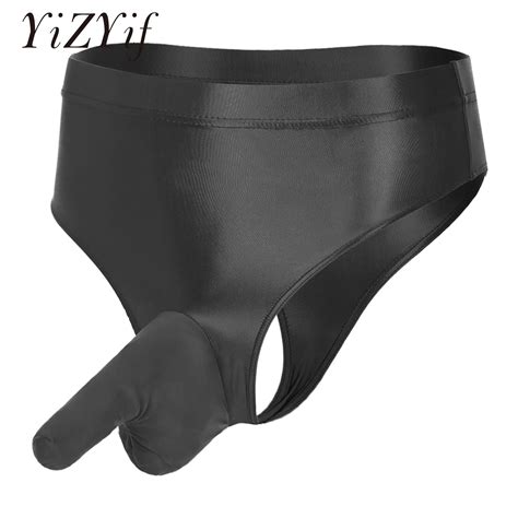 Shiny T Back G String Thong Men S Sexy Penis Cover Panties High Waist