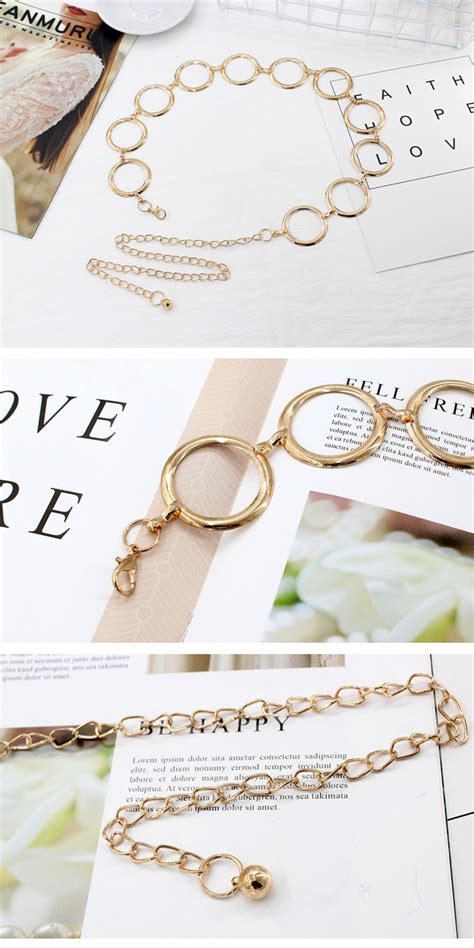 Badu Bg Метална кръгла верига Дамски колан за рокля Златен колан за жени Моден дълъг пискюл