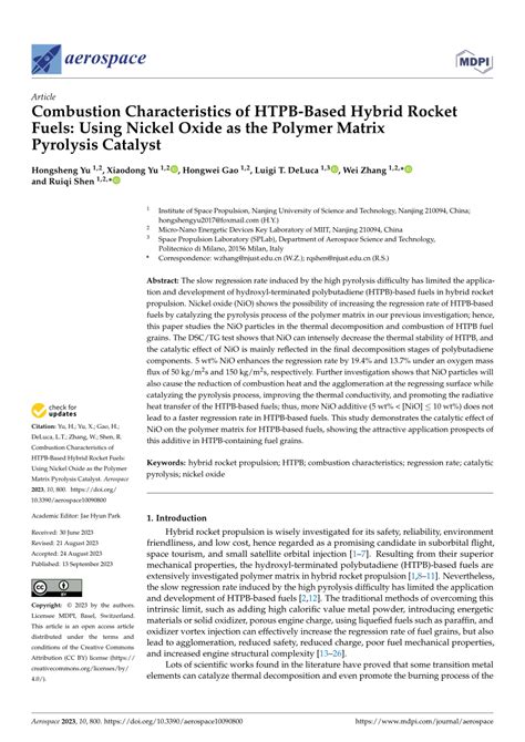 Pdf Combustion Characteristics Of Htpb Based Hybrid Rocket Fuels