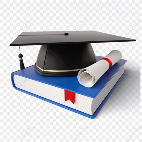 3차원 졸업 모자 책 만화 일러스트눈금검은 Png 일러스트 무료 다운로드 Lovepik