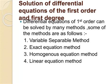 Differential Equations Of First Order Pptx