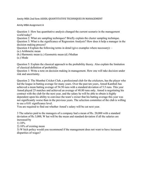 Quantitative Techniques In Management Pdf