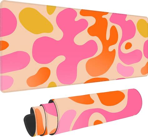 boho pink desk mat modern abstract cute large mouse pad xl 31 5x11 8in 3mm non slip